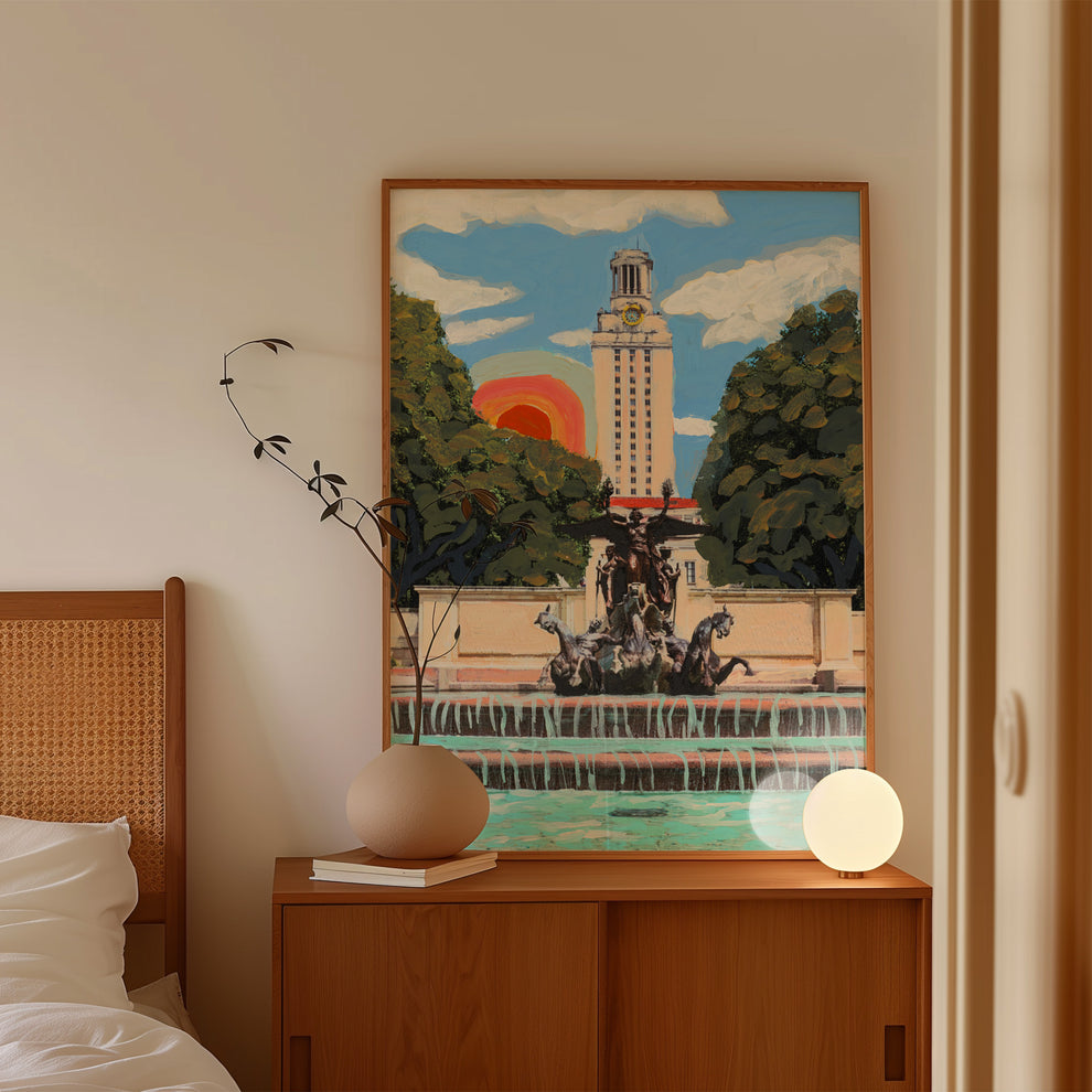 UT Austin Longhorn Art Print | El Baker Art Vintage Wall Decor