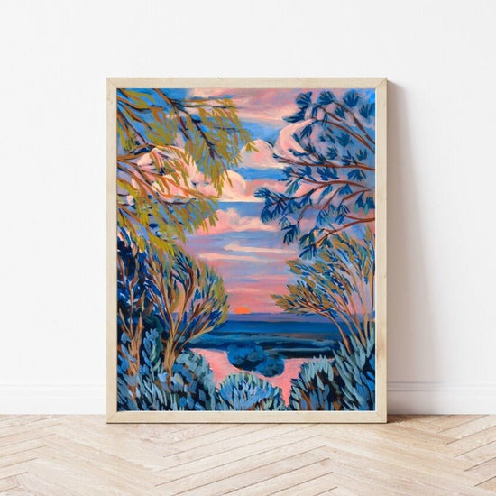 Texas Hill Country Print - El Baker Art Vibrant Lake Sunset