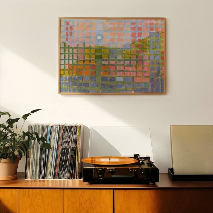 Grided Midcentury Modern Desert Landscape Print – El Baker Art