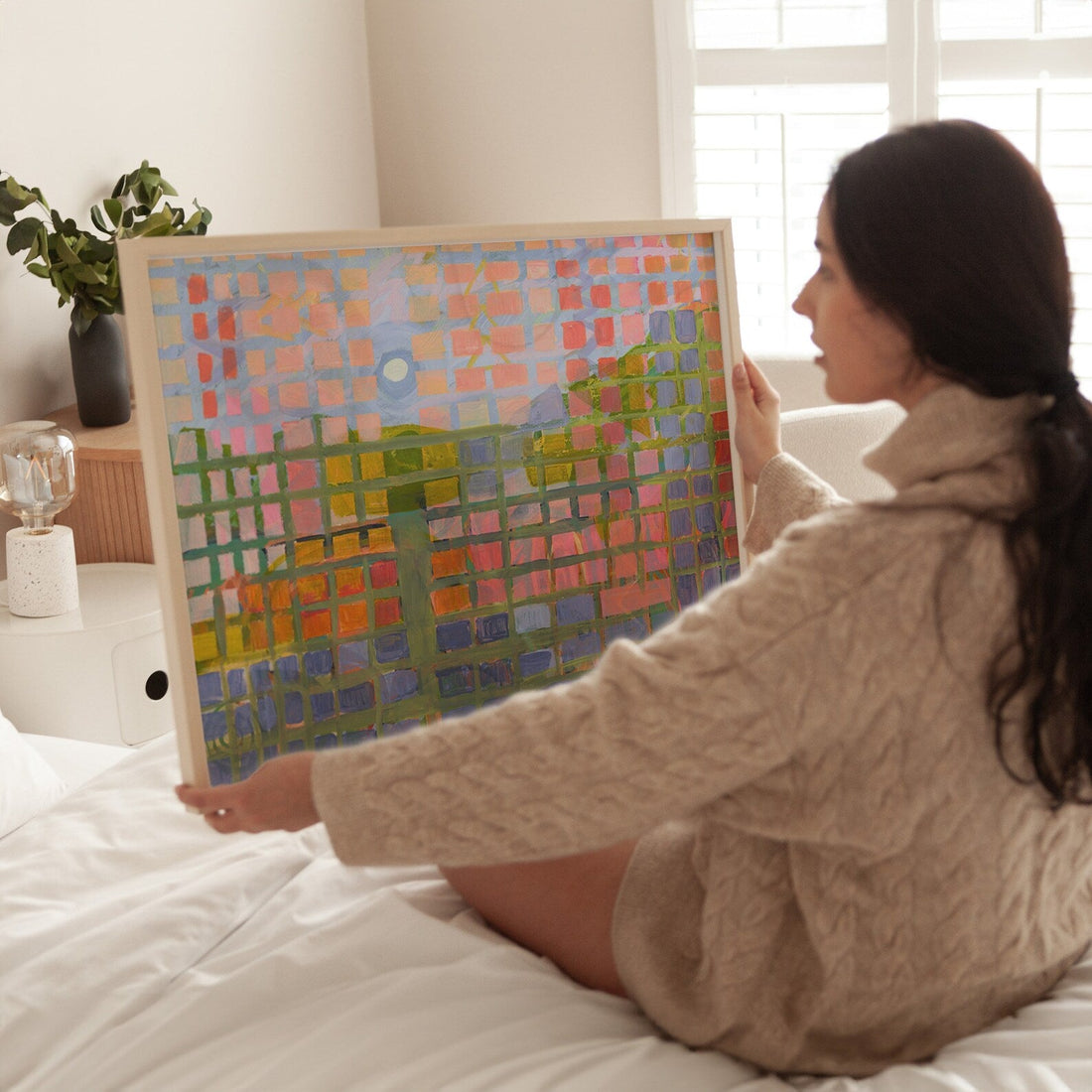 Grided Midcentury Modern Desert Landscape Print – El Baker Art