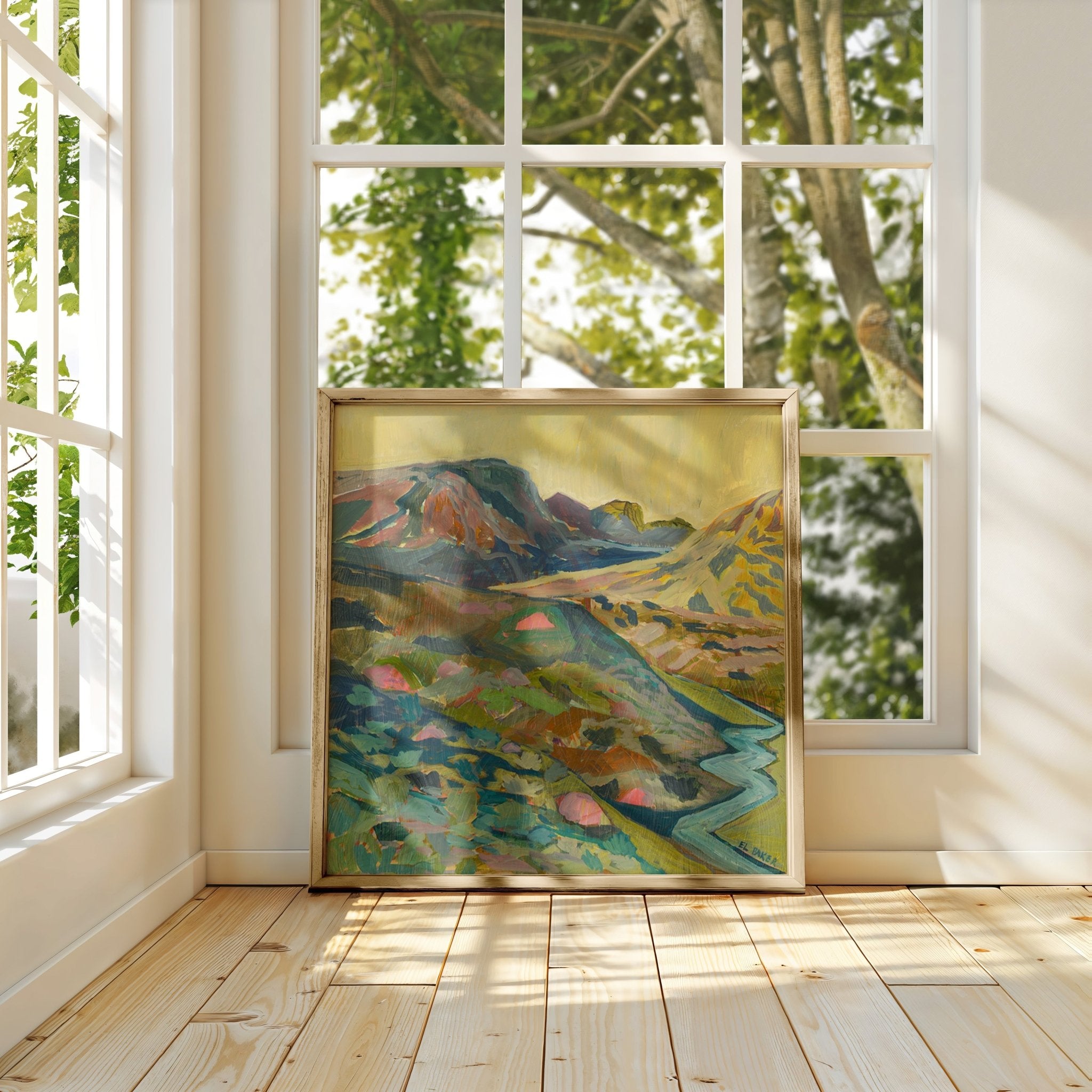 Midcentury Modern Canyon Western Landscape Print – El Baker Art