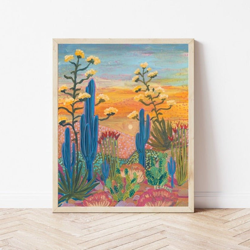 Saguaro Cactus Print - El Baker Art Vintage Wall Decor