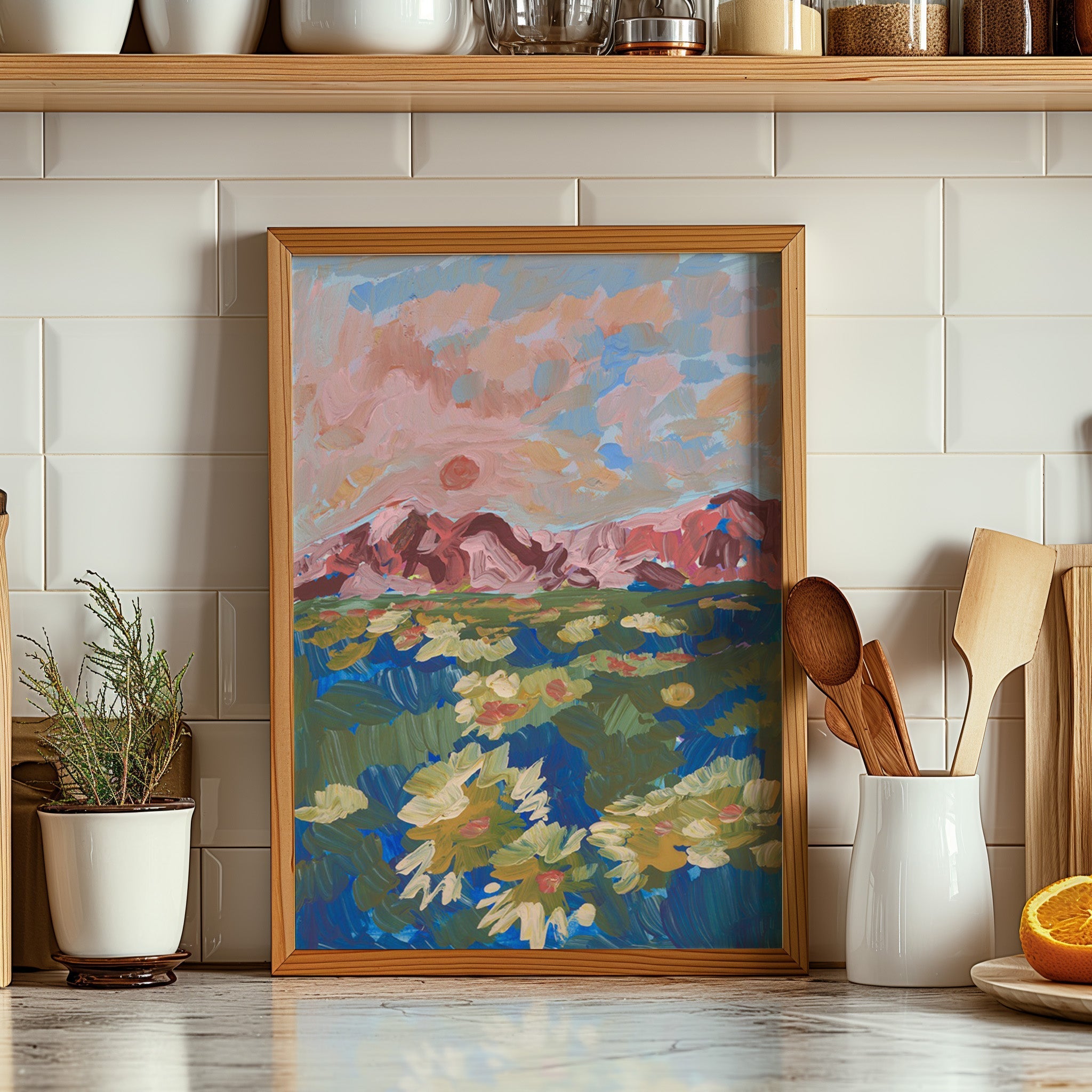 Wildflower Mountain Landscape Print – El Baker Art